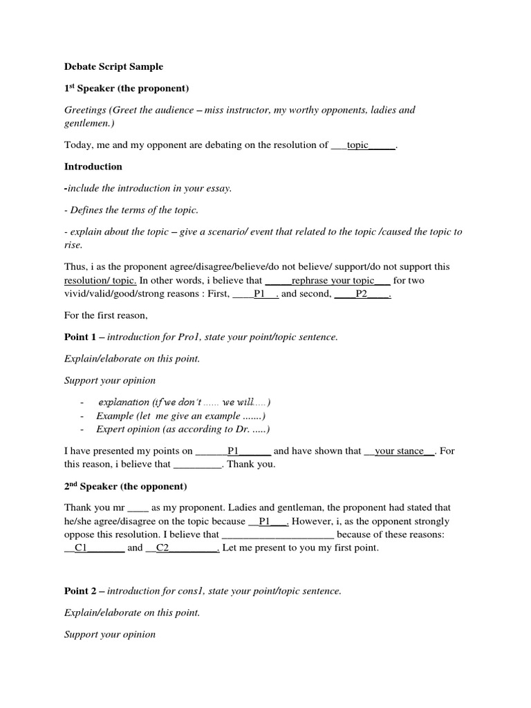 Debate Script | PDF | Expert | Justification