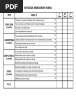 Rubrics For Notebook Checking | PDF | Writing