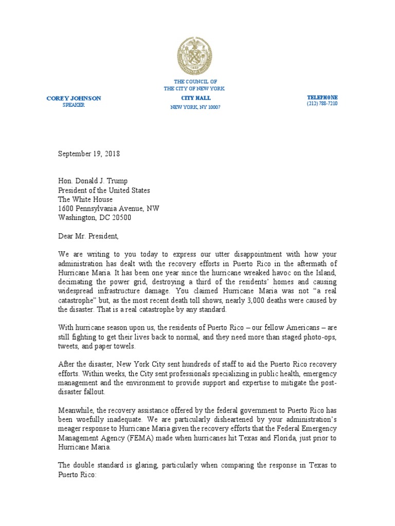 Letter To President Trump | PDF | Federal Emergency Management Agency ...