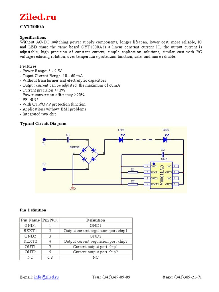 CYT1000 | PDF | Power Supply | Electrical Components