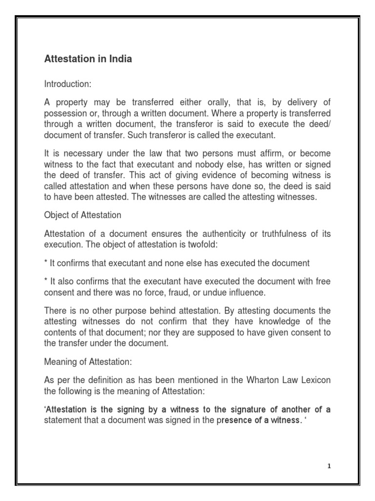 Attestation | PDF | Deed | Signature