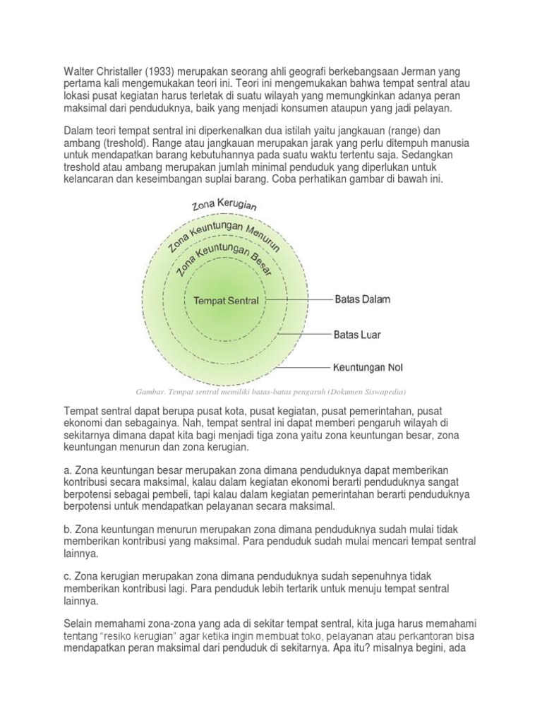 Teori Tempat Sentral Walter Christaller | PDF