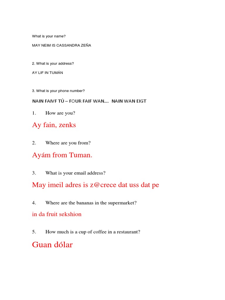 What is your name conversation | PDF | Food And Drink | Business