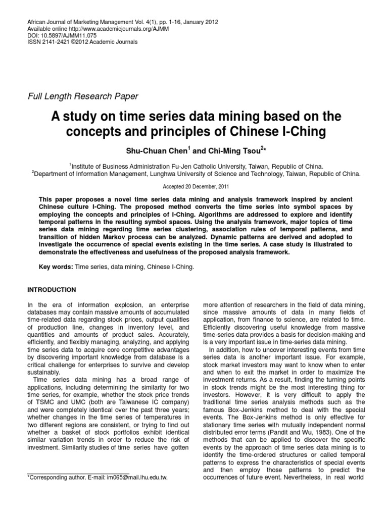 Chen and Tsou PDF | PDF | Time Series | Data Mining