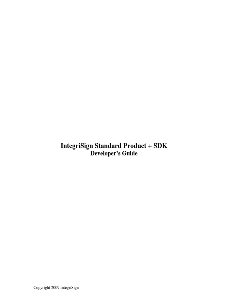IntegriSign Standard Product + SDK Developer's Guide | PDF | Data Type | Parameter (Computer ...