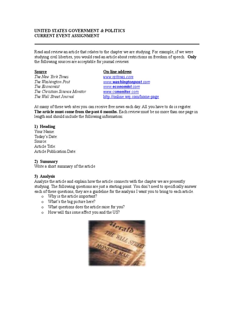 Current Event Assignment Guide | PDF