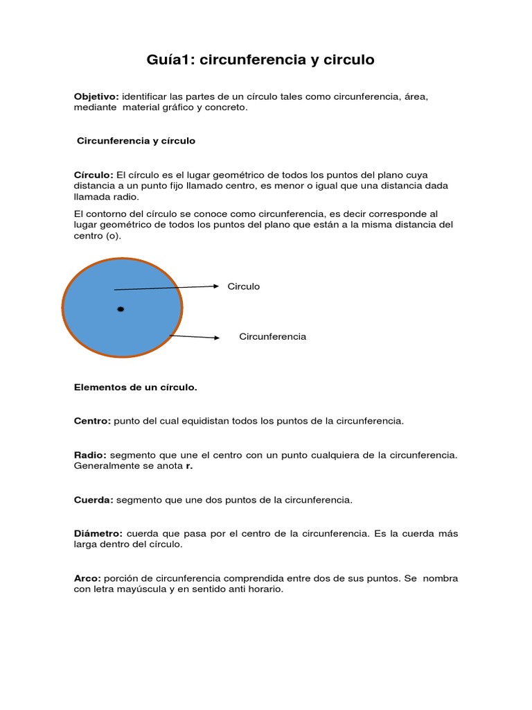 Guía 7mo Básico. | PDF | Circulo | Formas geométricas