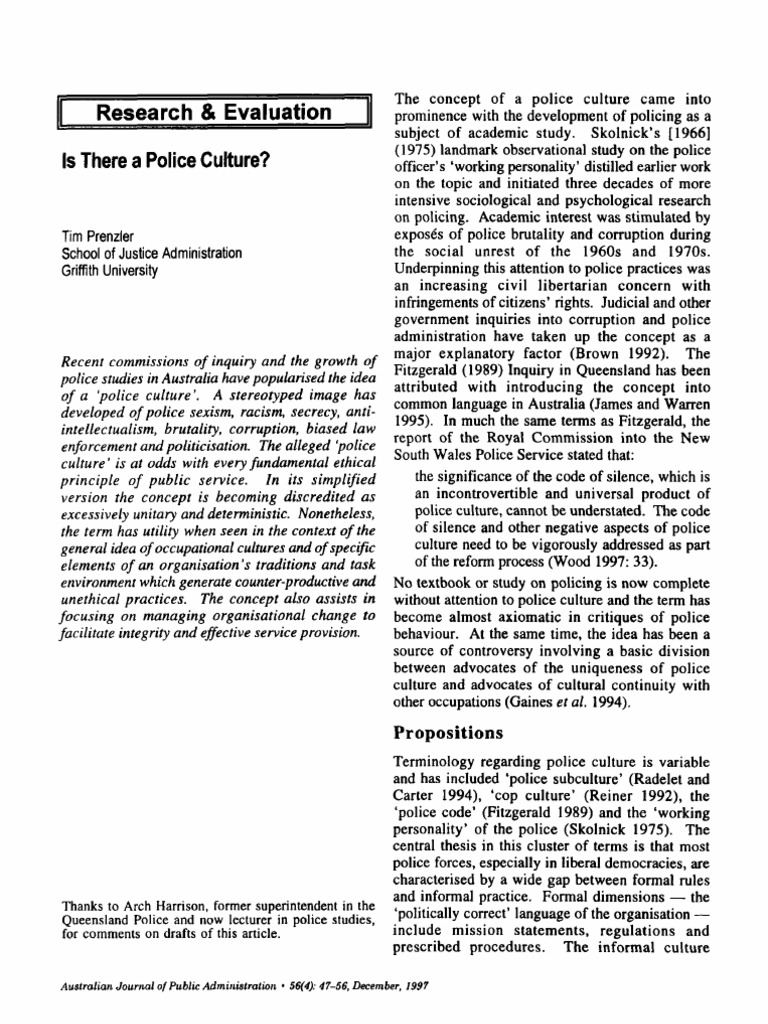 Understanding Police Culture Dynamics | PDF | Police | Crime & Violence