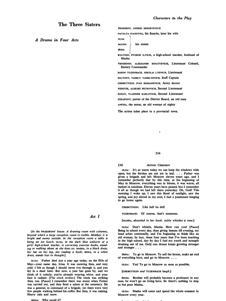 Anton Tchekov - The Three Sisters | PDF