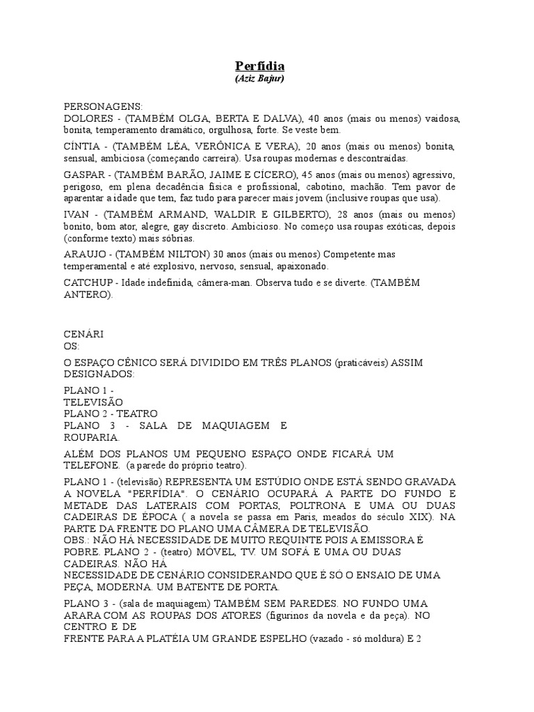 Perfídia - Aziz Bajur PDF | PDF | Lea | Ator