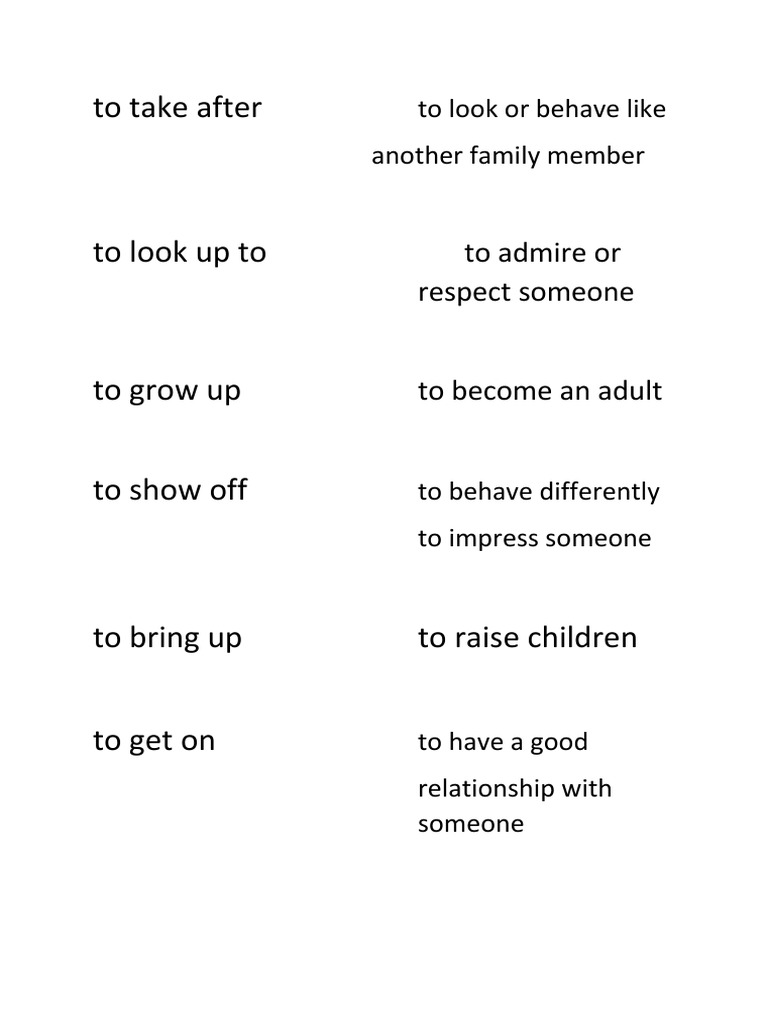Family Relationship Phrasal Verbs | PDF