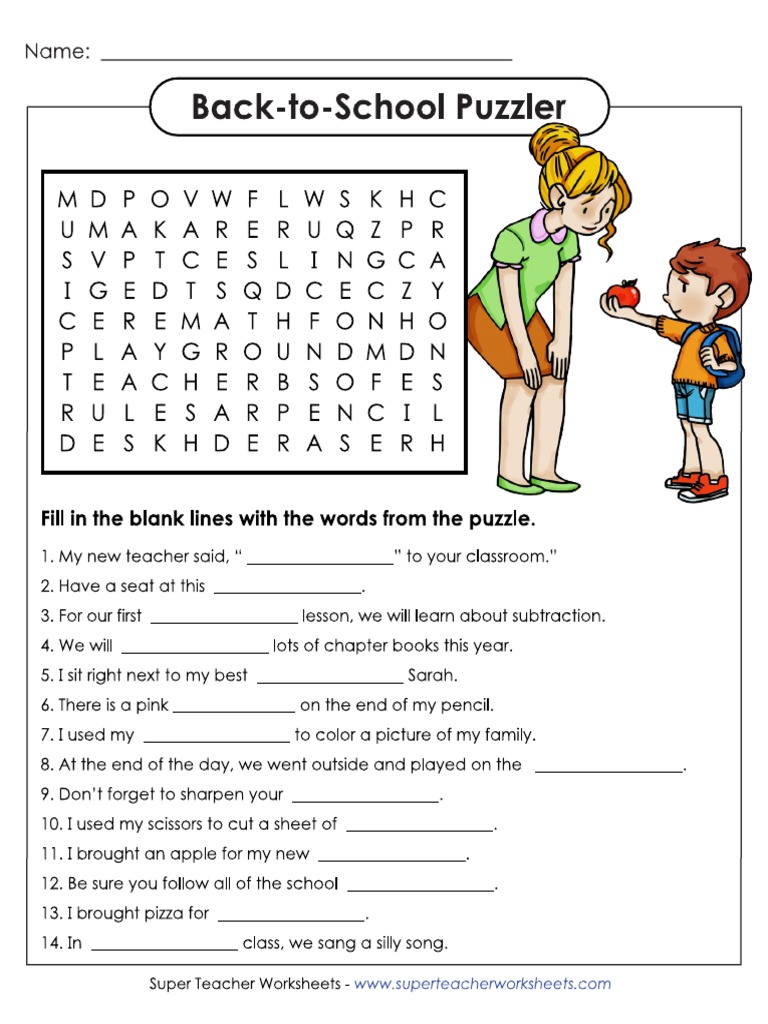 First Day of School Wordsearch | PDF