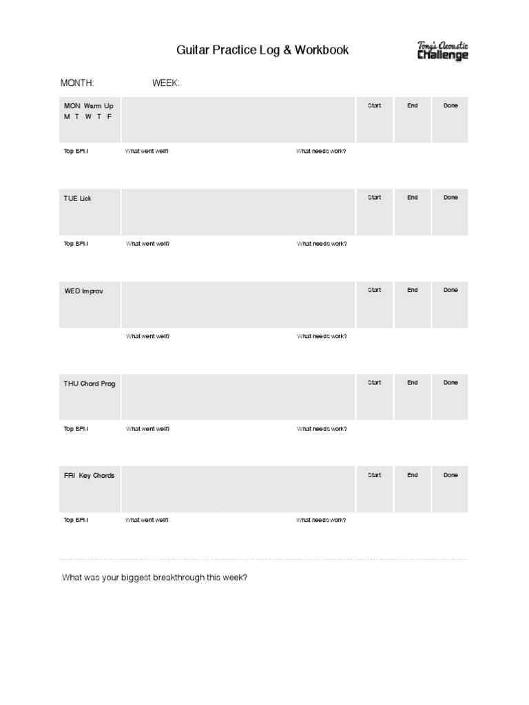 TAC Ultimate Guitar Practice Template BLANK | PDF