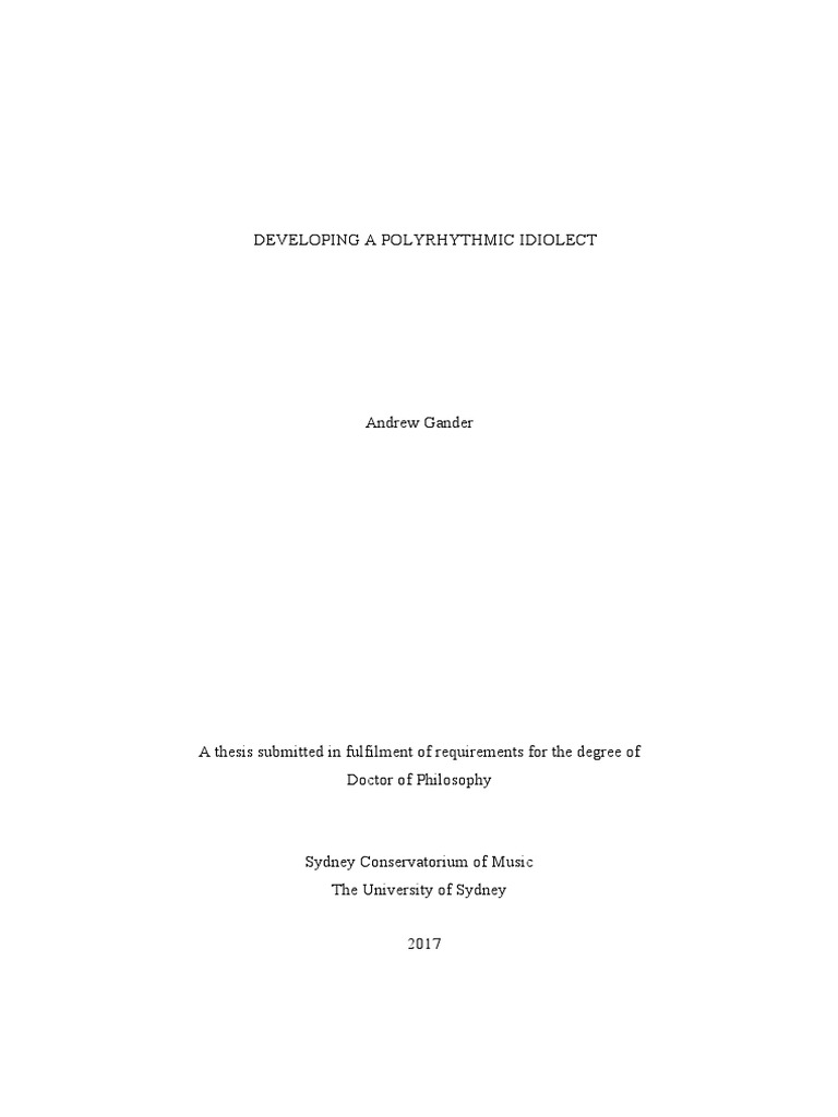 Andrew John Gander Thesis | PDF | Rhythm | Musical Compositions