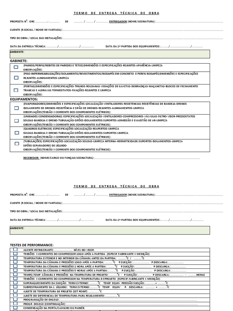 Termo Entrega de Obra
