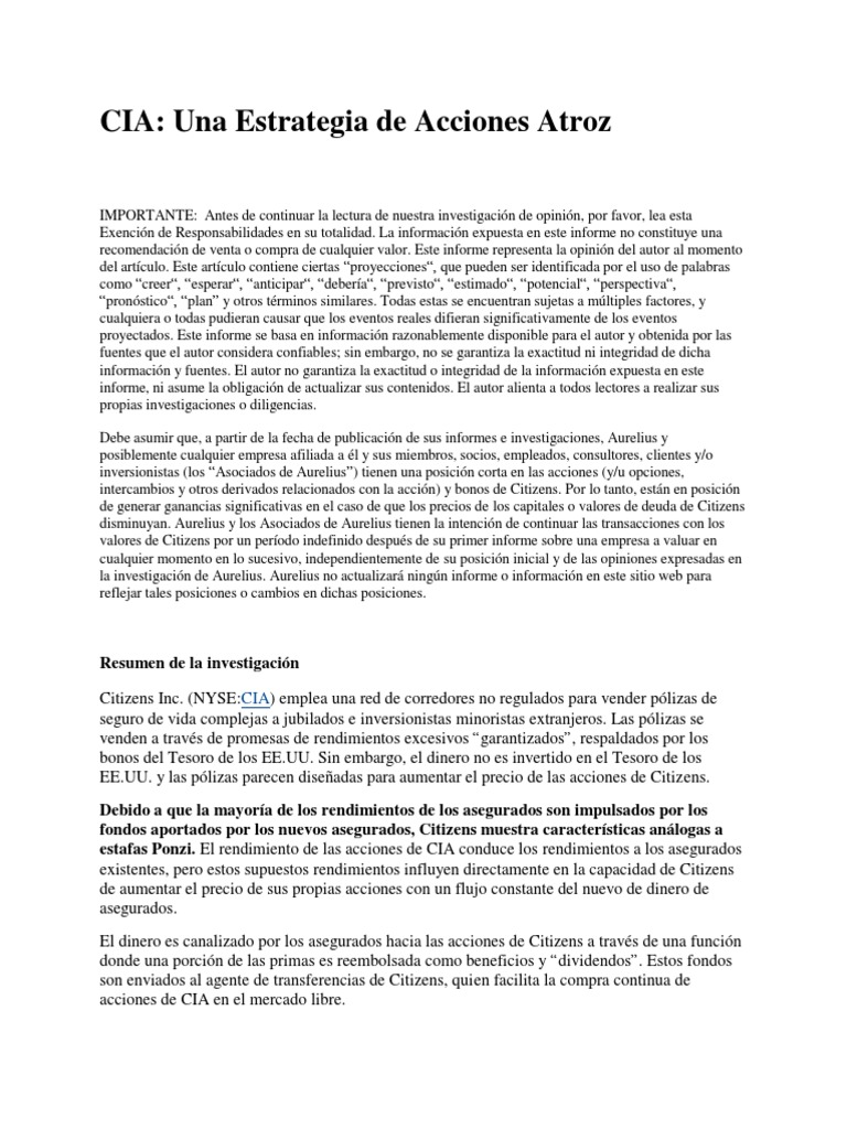 Citizens CICA Life | PDF | Compartir (Finanzas) | Seguro