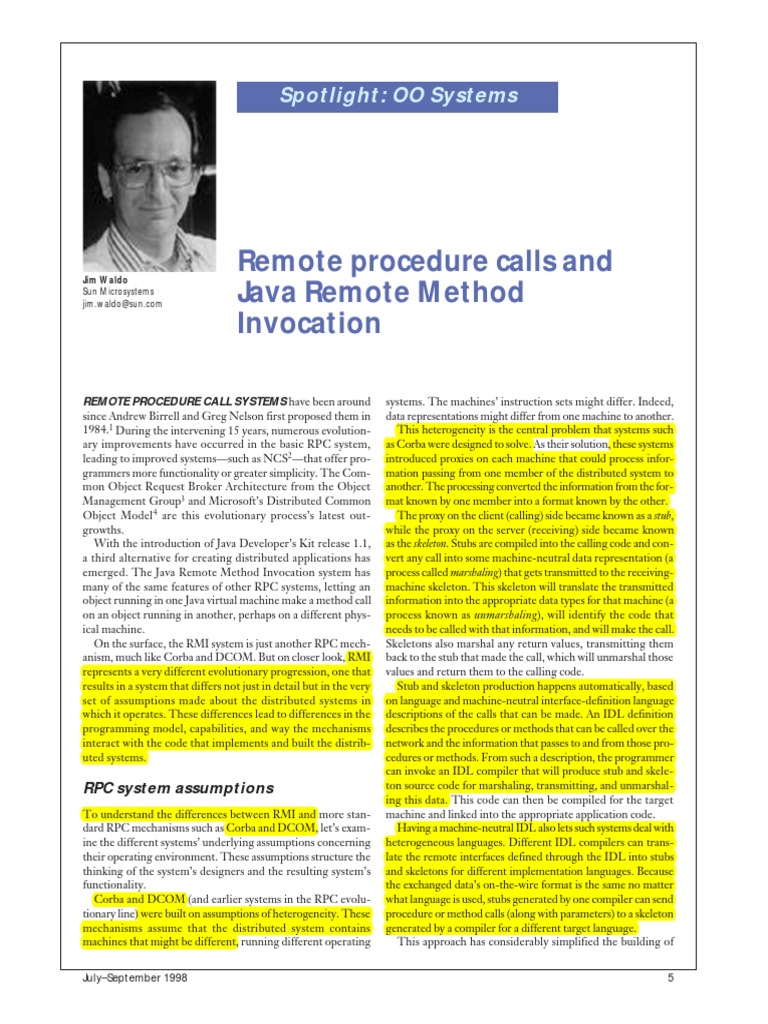 Remote Procedure Calls And Java Remote Method Invocation Spotlight Oo Systems Pdf Object