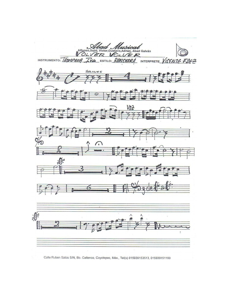 Volver Volver - Trompeta Violin y Armonia - 2 PDF | PDF