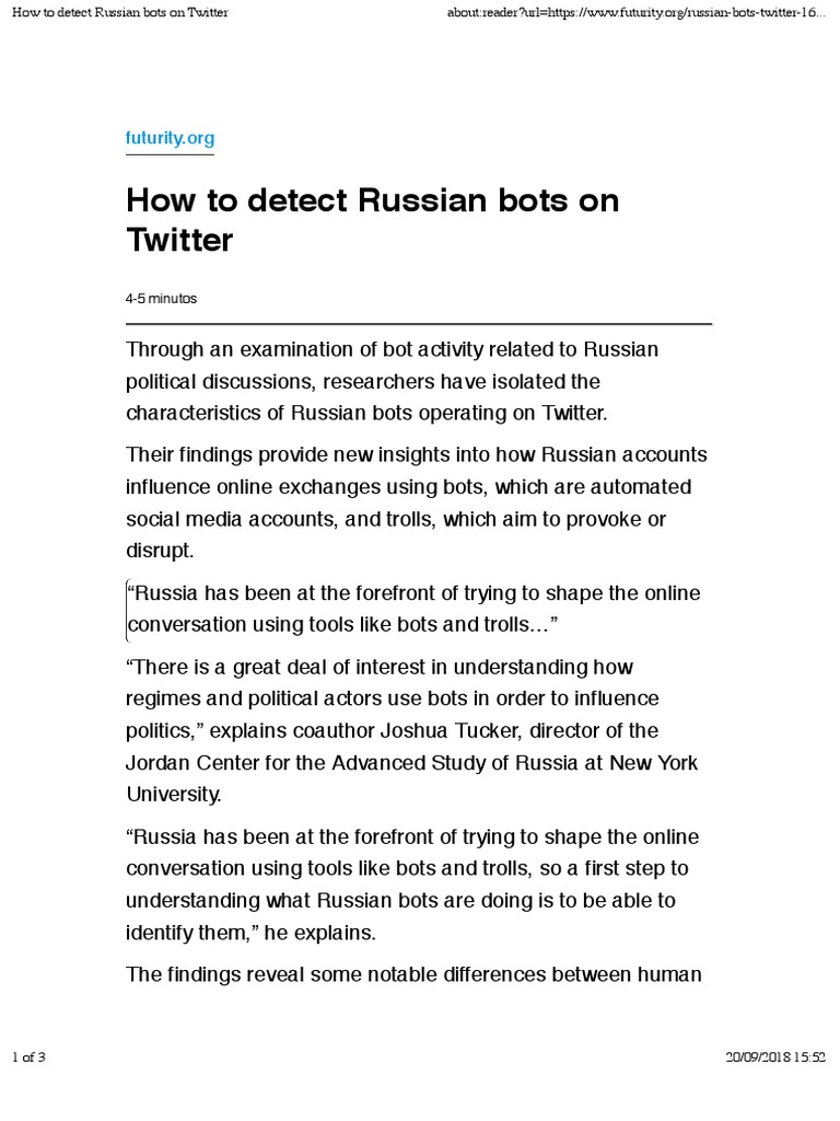 Detecting Russian Bots on Twitter | PDF | Internet Bot | News