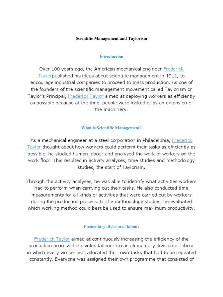 Scientific Management and Taylorism | PDF | Business | Economies