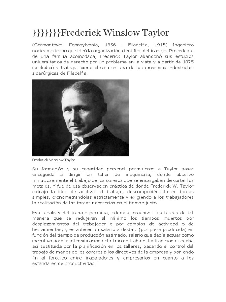 Frederick Winslow Taylor | Descargar gratis PDF | Economias | Business