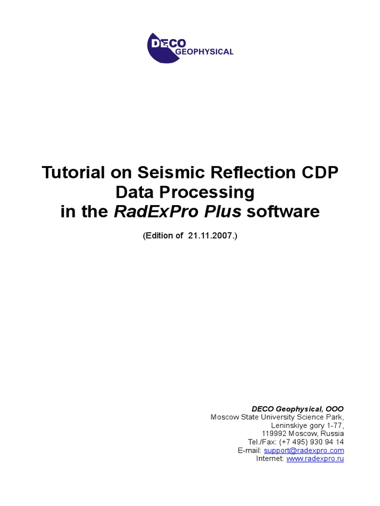 An Introduction to Seismic Reflection CDP Data Processing Using the ...
