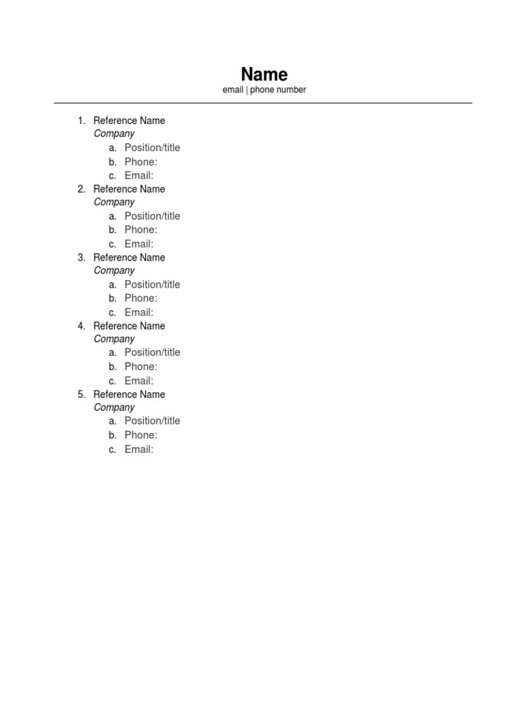 Reference List Template | PDF