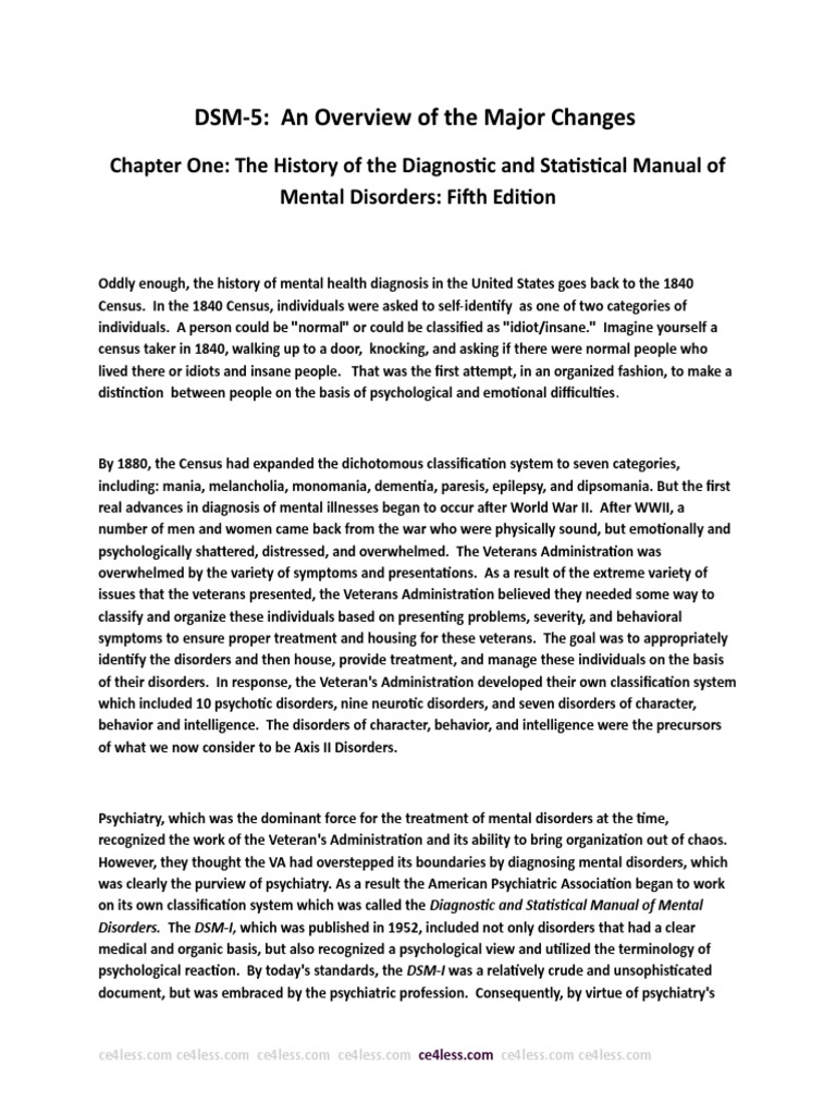 DSM-5: An Overview of The Major Changes | PDF | Diagnostic And ...