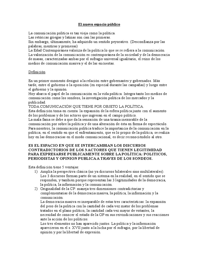 Resumen Wolton - El Nuevo Espacio Publico | PDF | Legitimidad (política) | Democracia