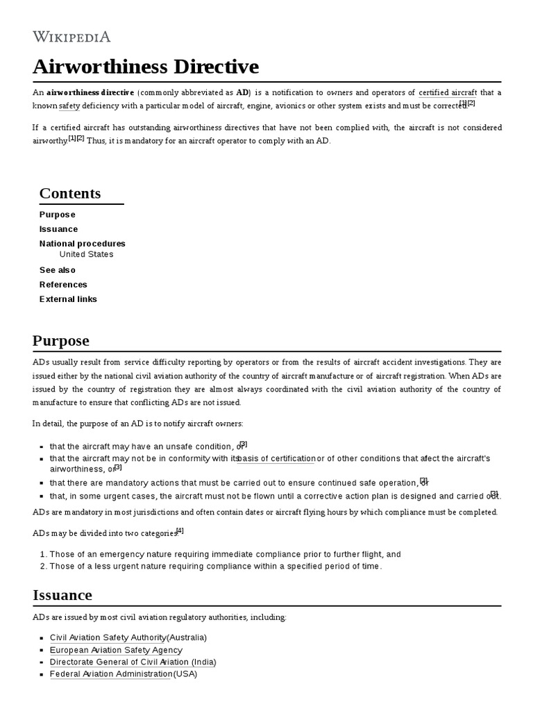 Airworthiness Directive | Download Free PDF | Aviation | Aerospace