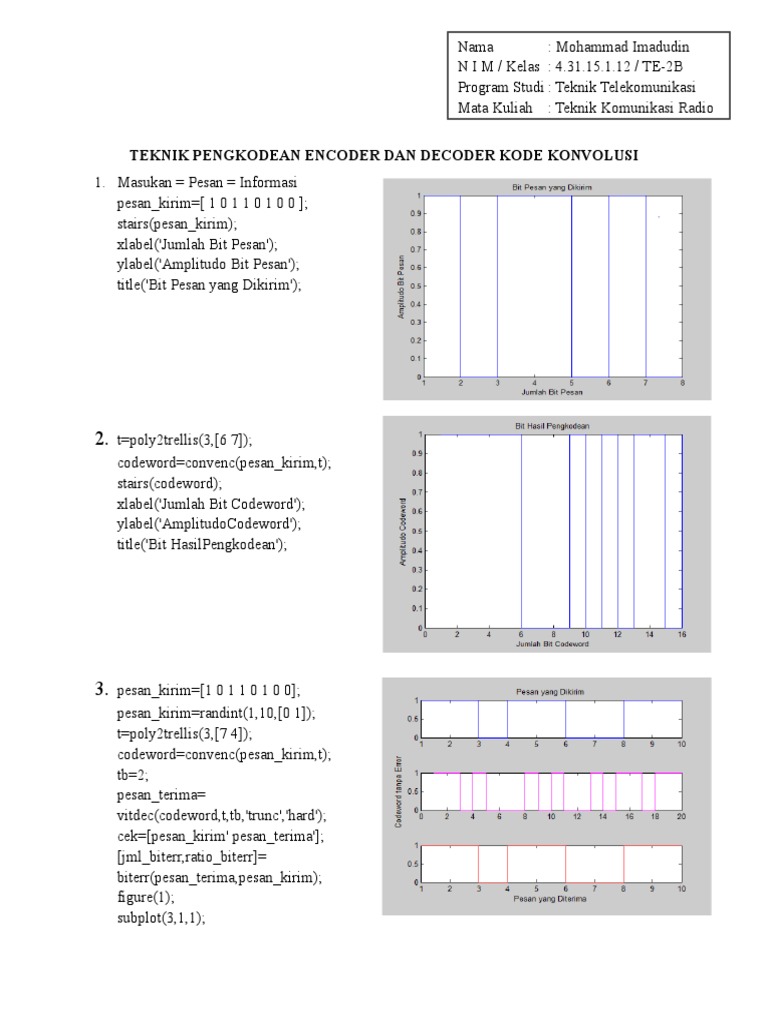 Teknik Pengkodean Encoder Dan Decoder Kode Konvolusi | PDF