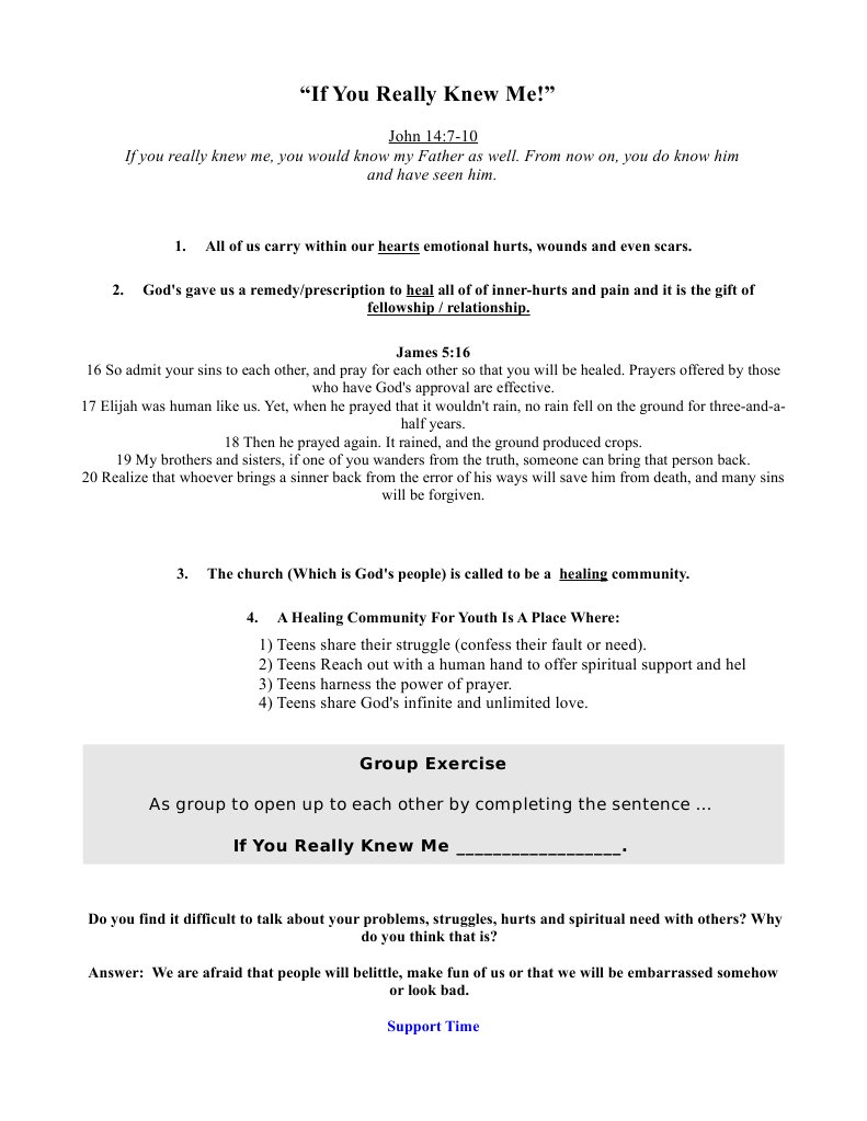 If You Really Knew Me Discussion Guide STUDENT | PDF | Gospel Of ...