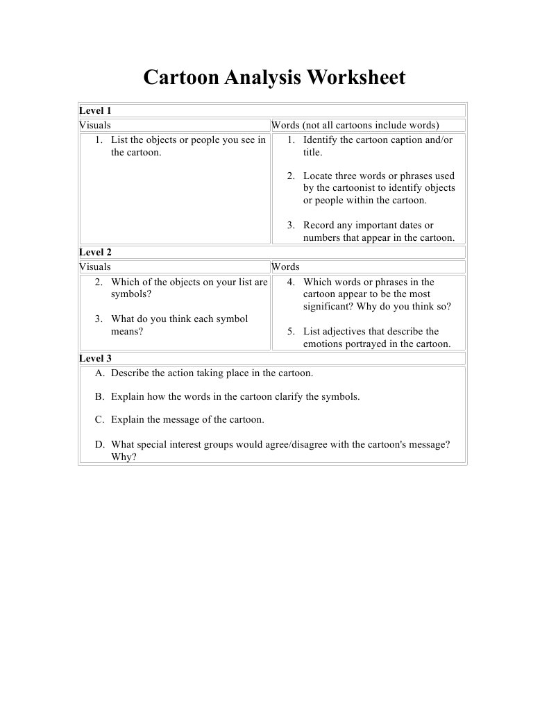 Cartoon Analysis Worksheet | PDF | Career & Growth