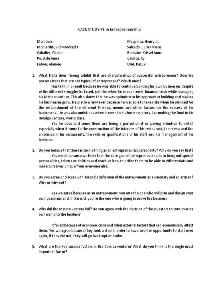 Case Study | PDF | Entrepreneurship | Business