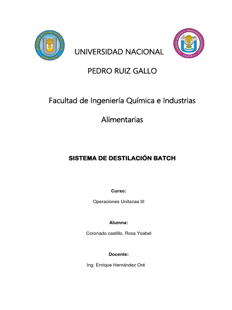 Sistema de Destilación Batch | PDF | Destilación | Gases