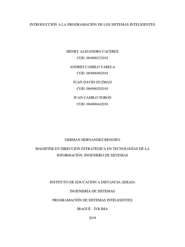 Informe Programación de Sistemas Inteligentes | PDF | Función ...