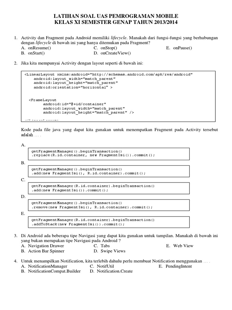 Soal UAS Pemrograman Mobile XI | PDF
