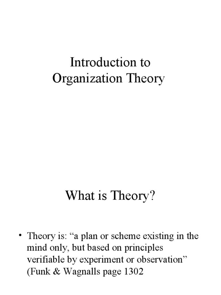 Overview of Organization Theory Concepts | PDF | Organizational ...
