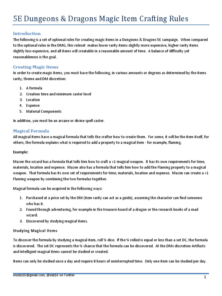 5E Crafting Rules PDF | PDF | Dungeons & Dragons | Fantasy