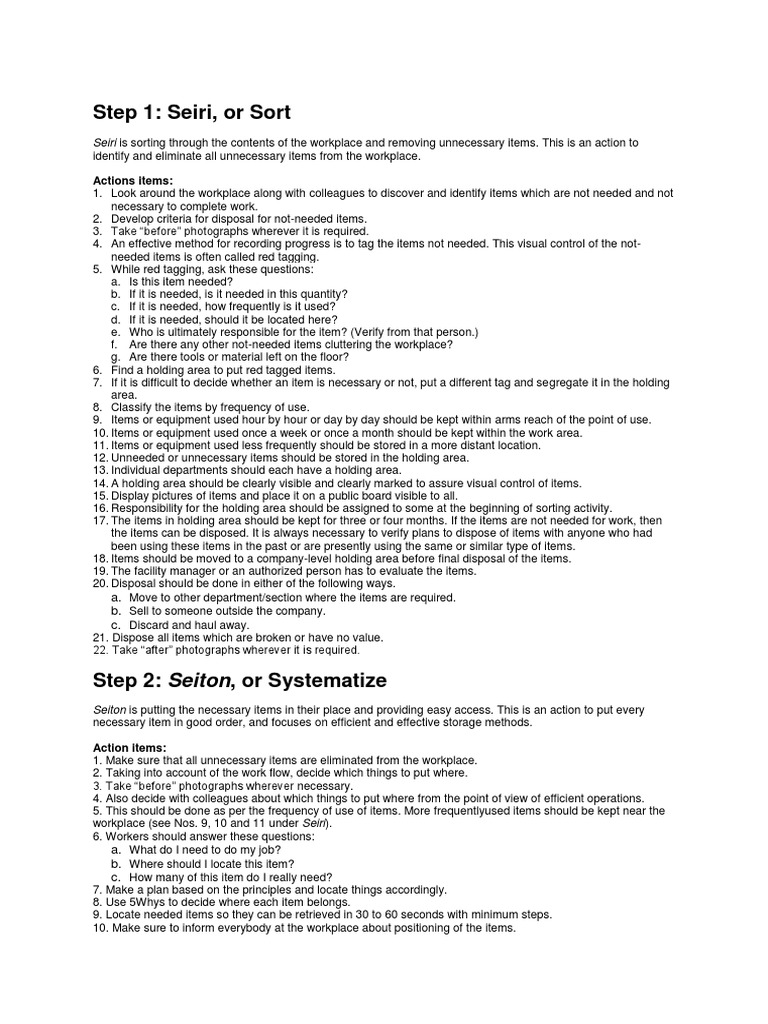 Step 1: Seiri, or Sort | PDF | Business