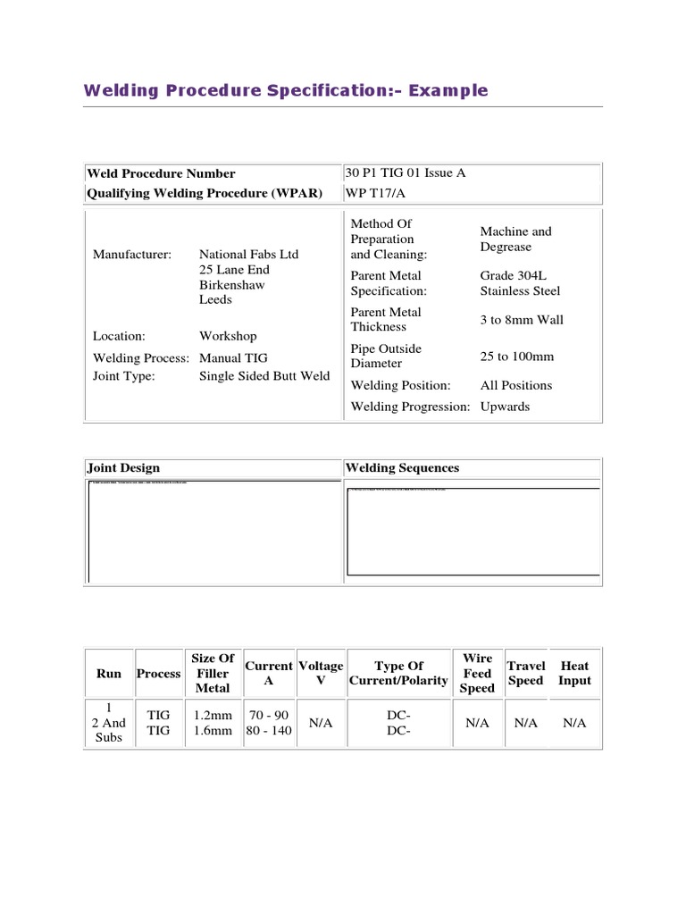 Welding Procedure Specification Example | PDF | Welding | Construction