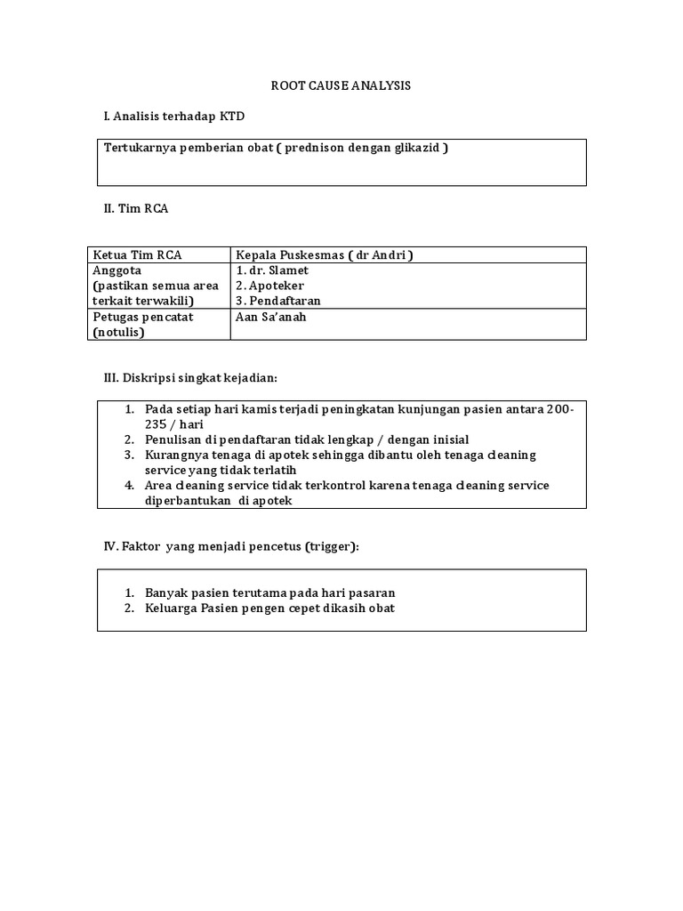 Contoh Form Fmea Dan Rca | PDF