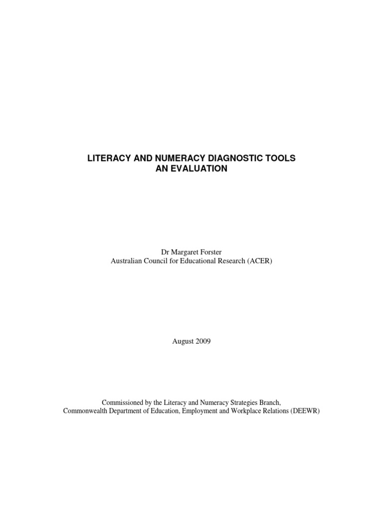 Literacy and Numeracy Diagnostic Tools An Evaluation | PDF | Literacy ...