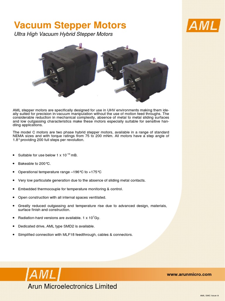 Vacuum Stepper Motors: Arun Microelectronics Limited | PDF | Mechanical Engineering ...