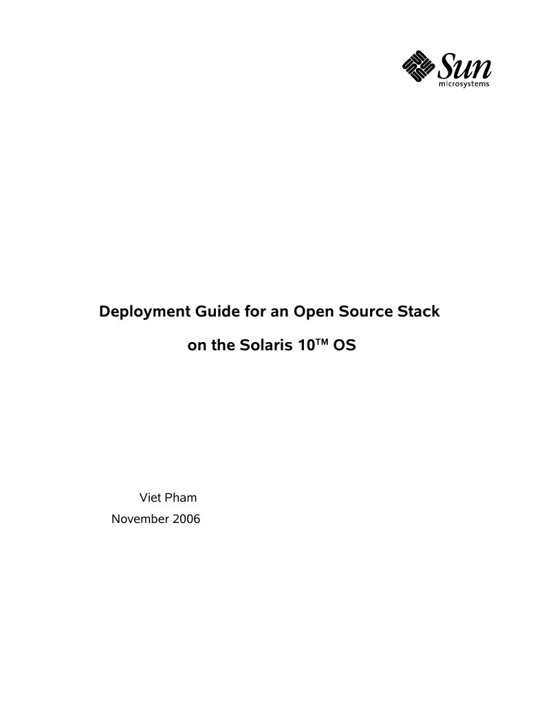 Deployment Guide For An Open Source Stack On The Solaris 10 Os Pdf