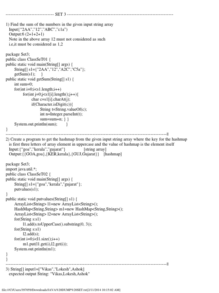 Java Dump Set | PDF | String (Computer Science) | Software Development