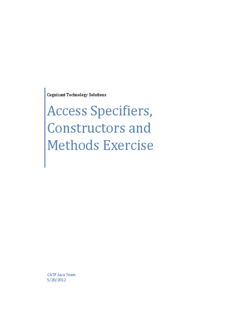 Exercises On Access Specifiers Constructors Methods PDF | PDF ...