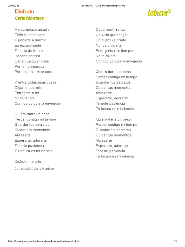 DISFRUTO - Carla Morrison (Impresión) | PDF | Ocio | Entretenimiento ...