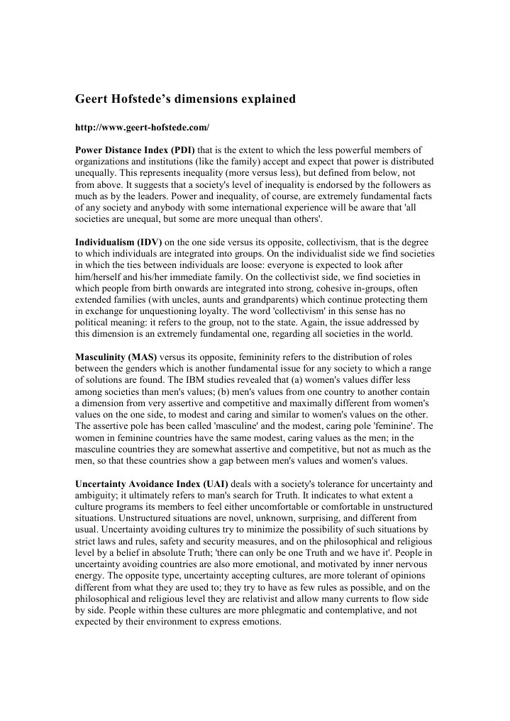 Hofstede's 5 Cultural Dimensions Explained | PDF | Collectivism ...