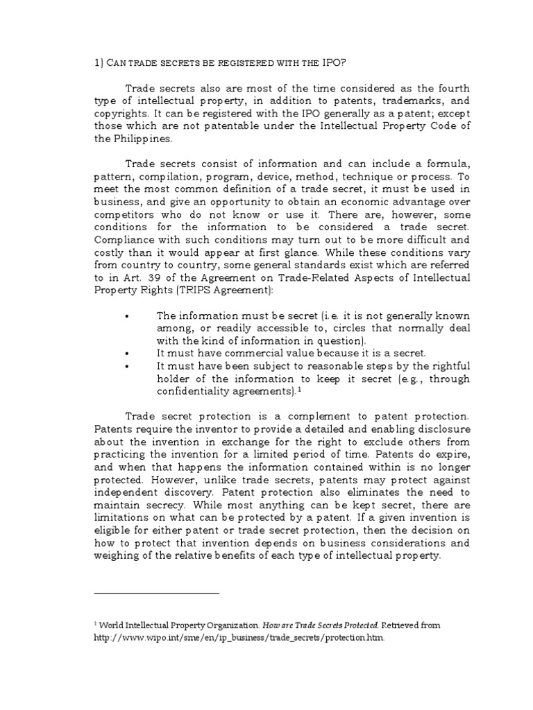 Trade Secrets | PDF | Trade Secret | Patent
